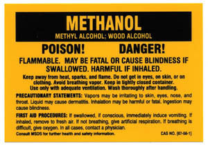 Methanol Warning Decal 3 x 5 – CHS Propane Equipment
